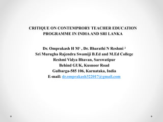 Dr.omprakash and dr.bharathi madam sri lanka ppt | PPT