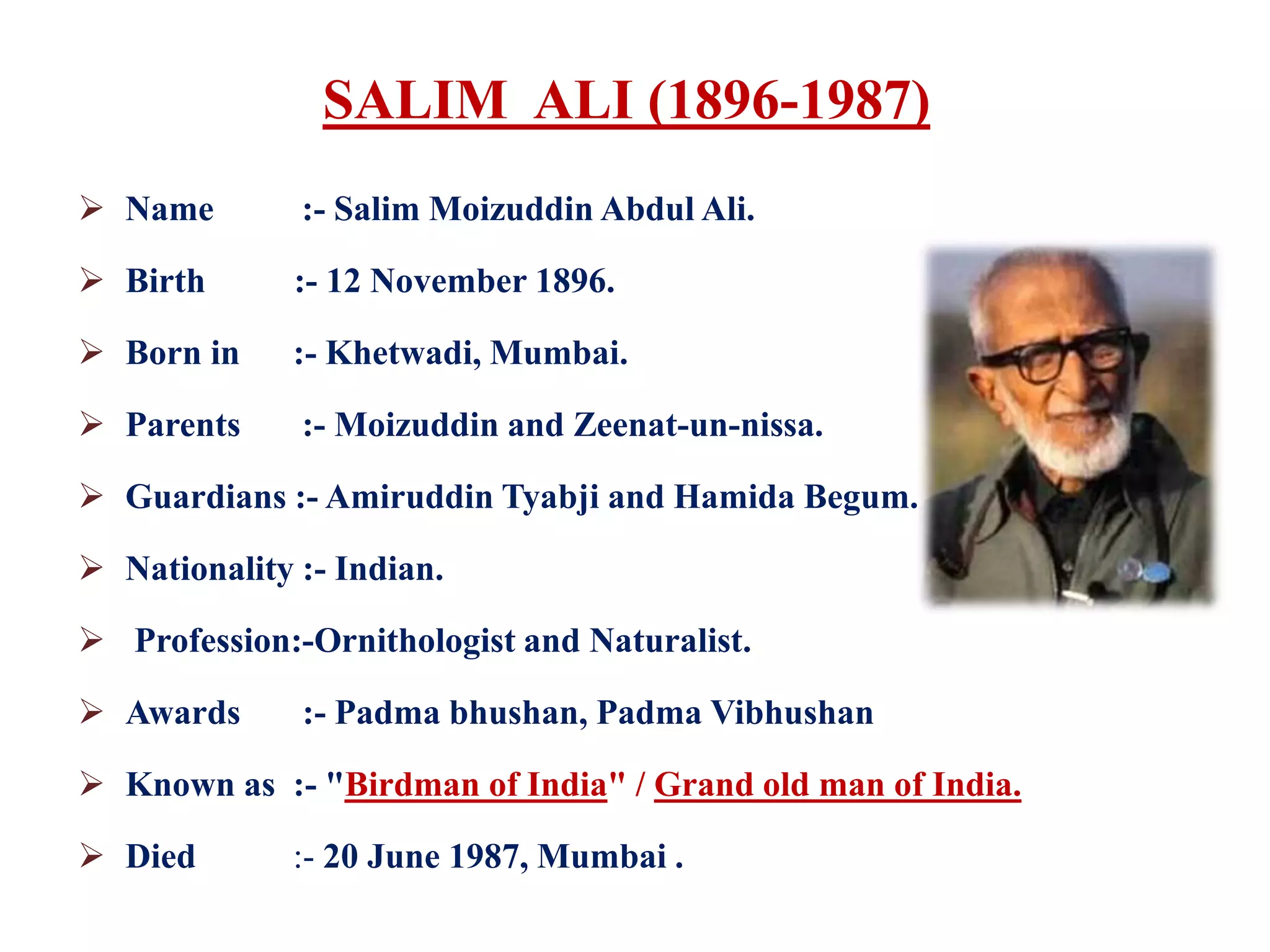 Dr.salim ali[1] | PPTX