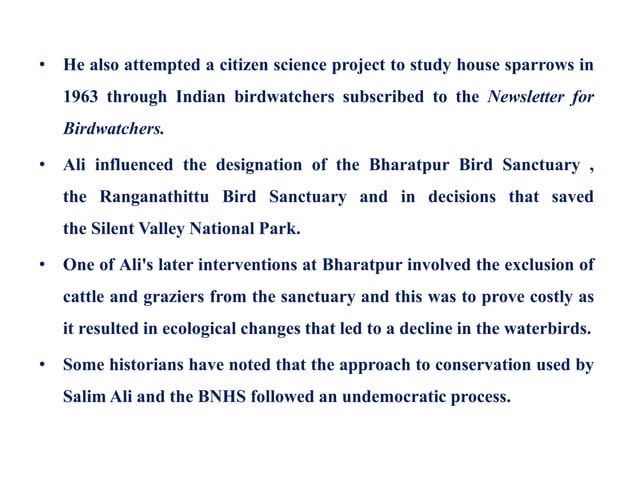 Dr.salim ali[1] | PPTX | Birdwatching | Hobbies & Interests