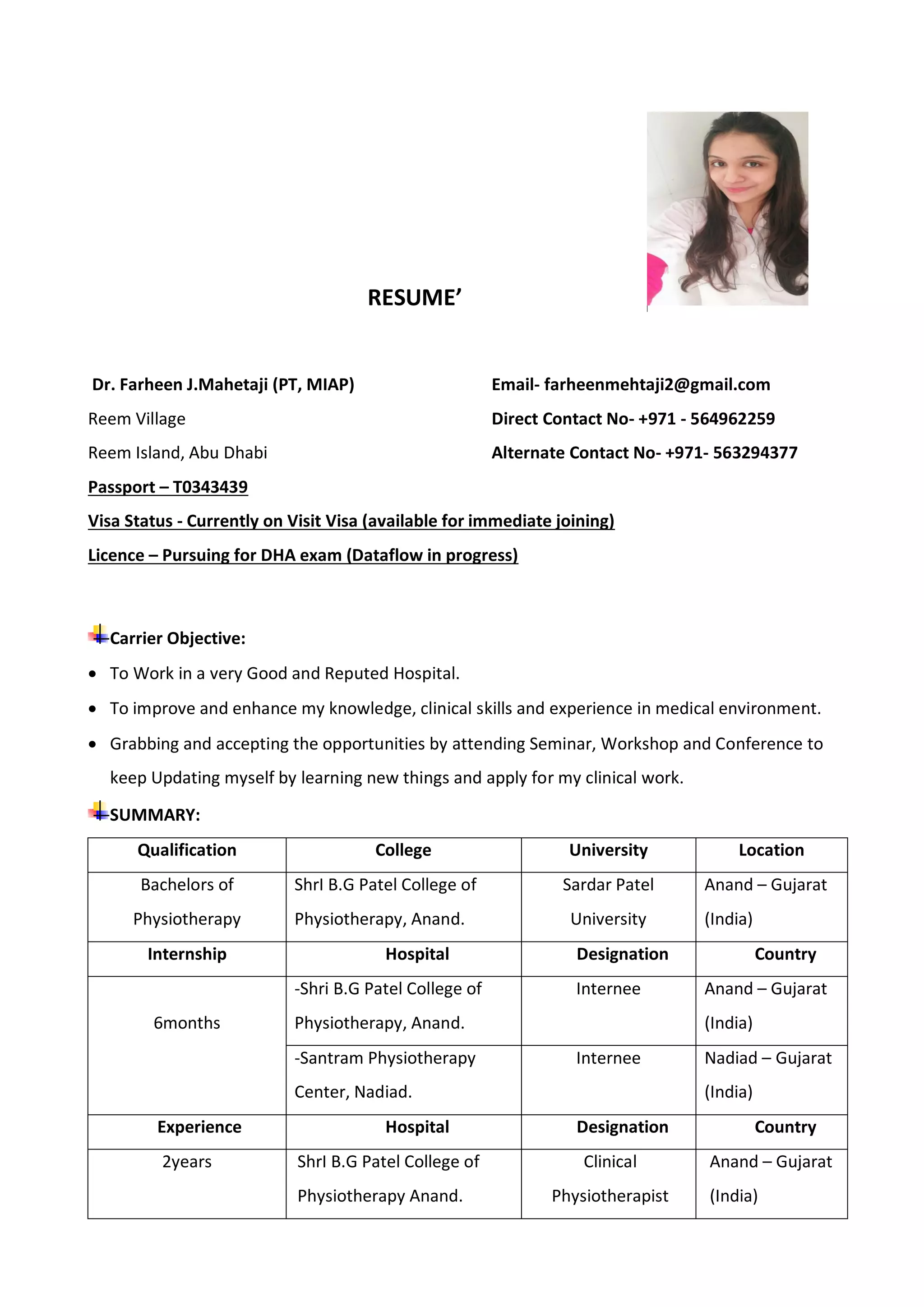 Dr. farheen (resume) | PDF