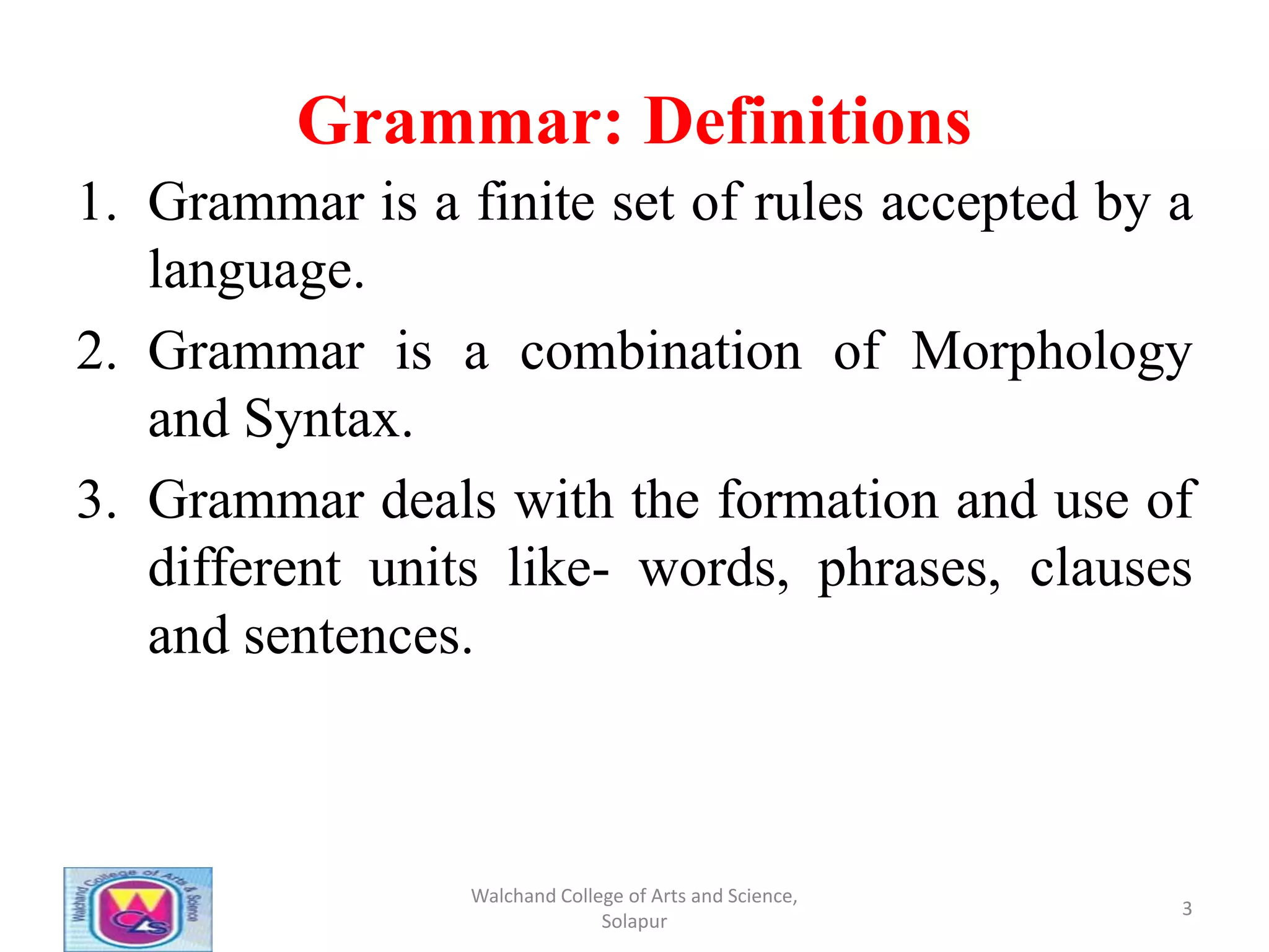 Morphology: A Branch of Grammar by Dr. M.P. Joshi, India | PPTX