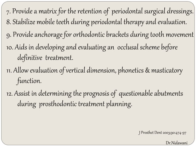 TEMPORIZATION IN PROSTHODONTICS | PPT | Dental Health | Diseases and Conditions