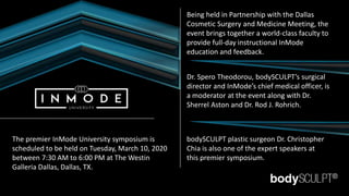 Dr. Spero Theodorou Announced as Moderator of InMode University ...
