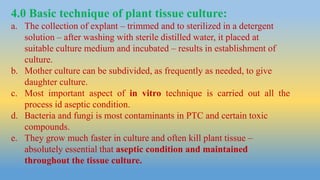 Plant tissue culture techniques | PPTX