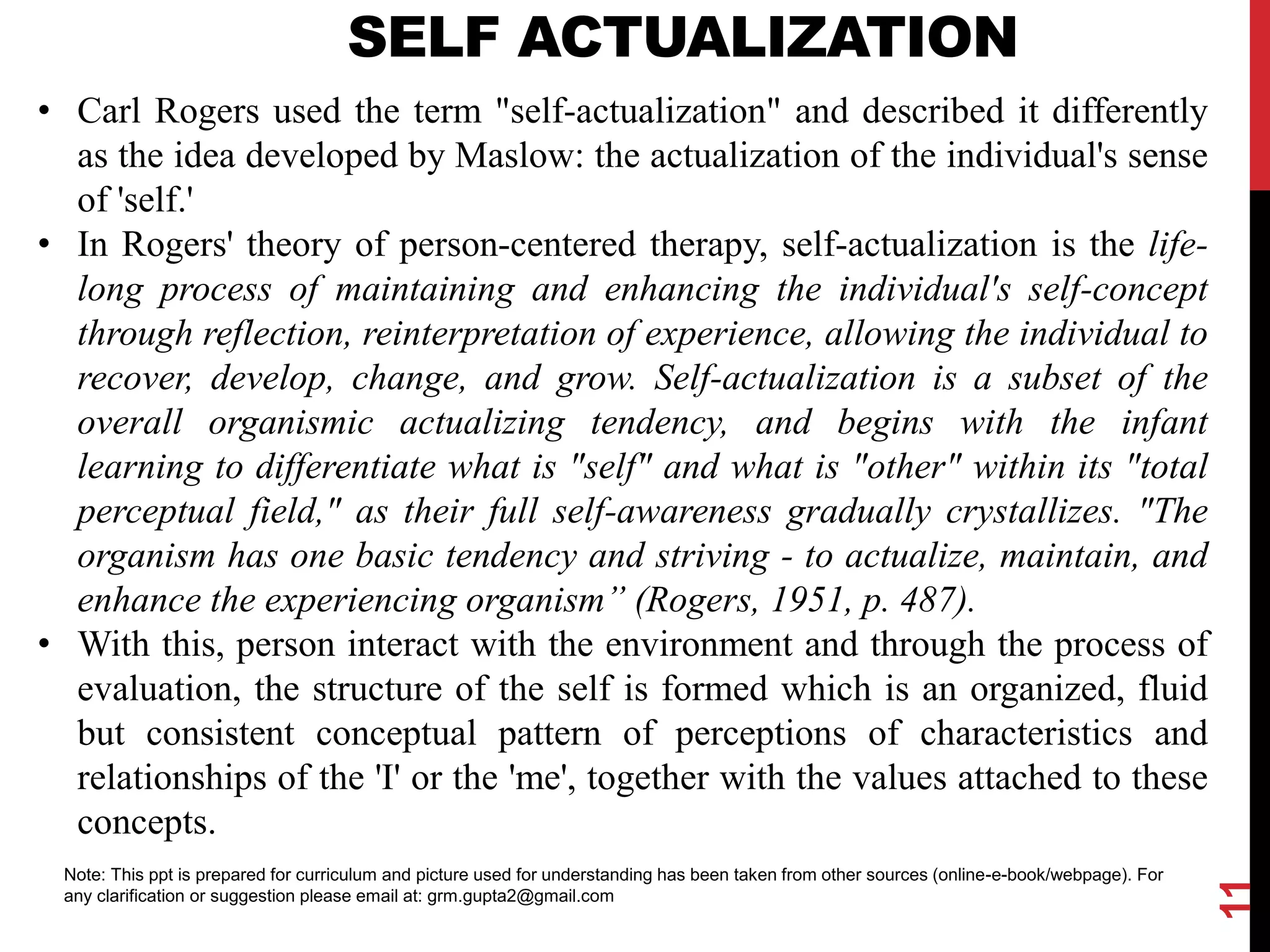 Rogers theory of Personality | PDF