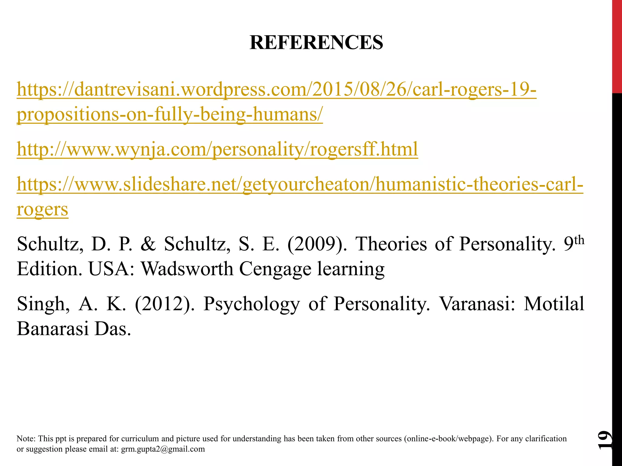 Rogers theory of Personality | PDF