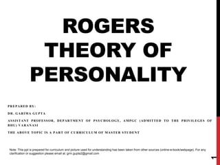 Rogers theory of Personality | PDF