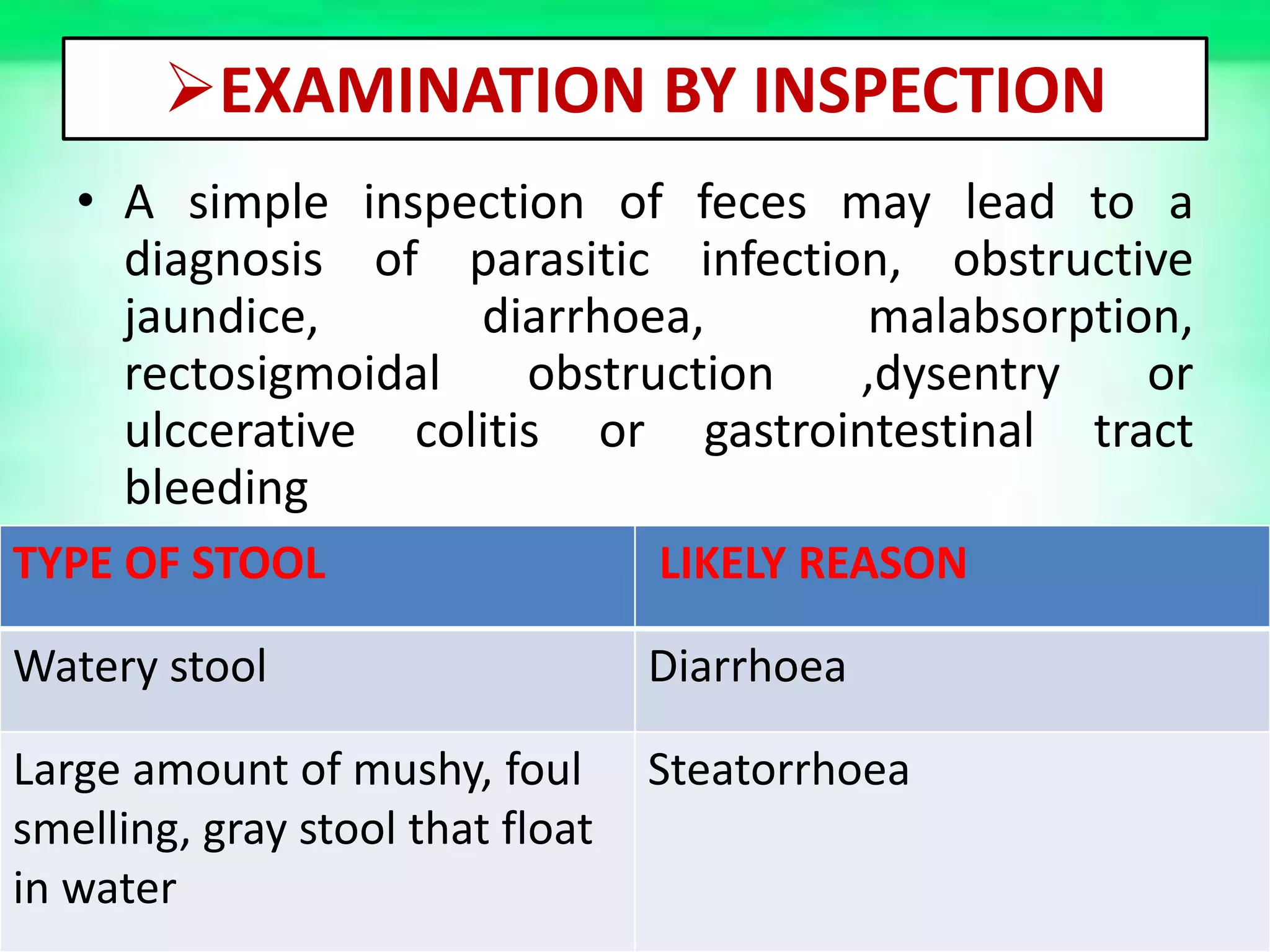 Stool Examination for Routine Practice | PPTX