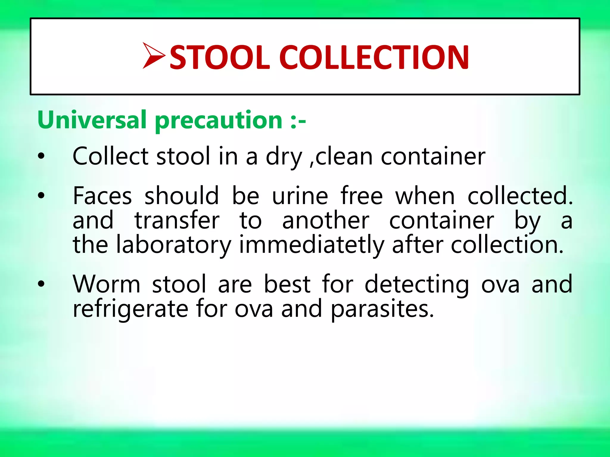 Stool Examination for Routine Practice | PPTX