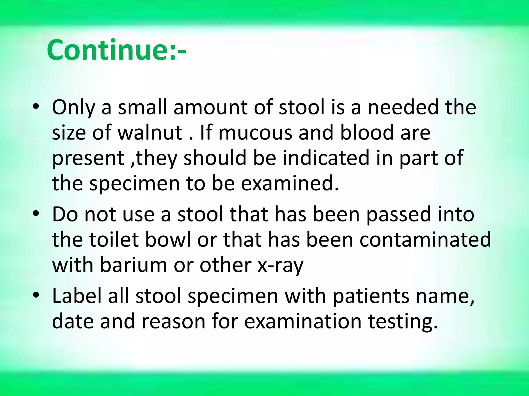 Stool Examination for Routine Practice | PPTX
