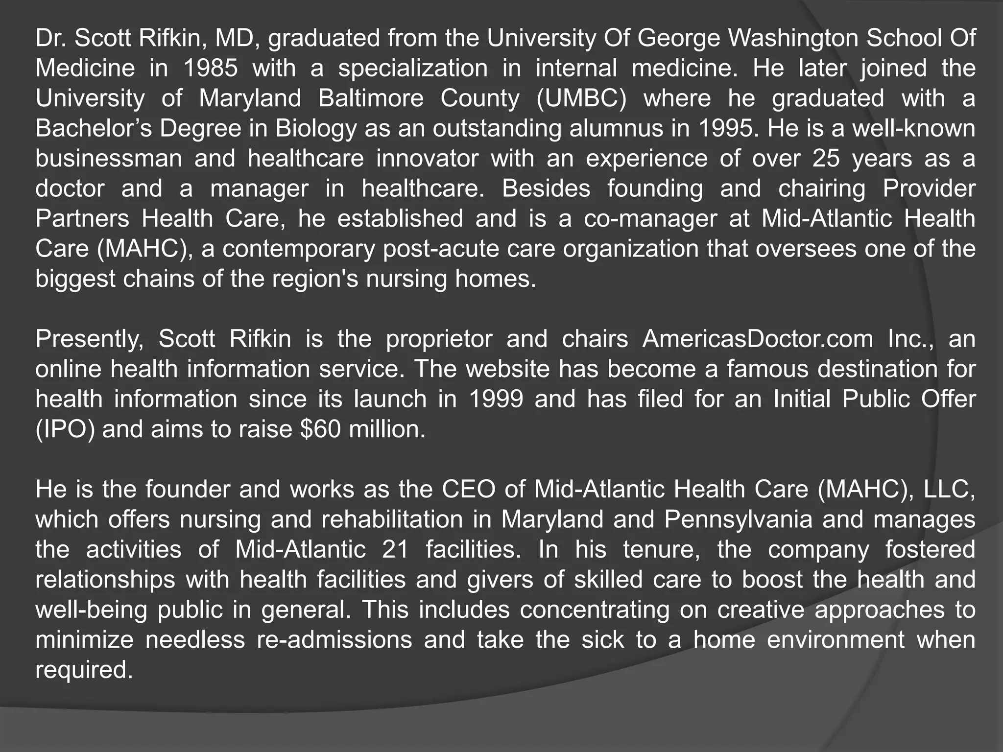 Dr. scott rifkin | PPTX