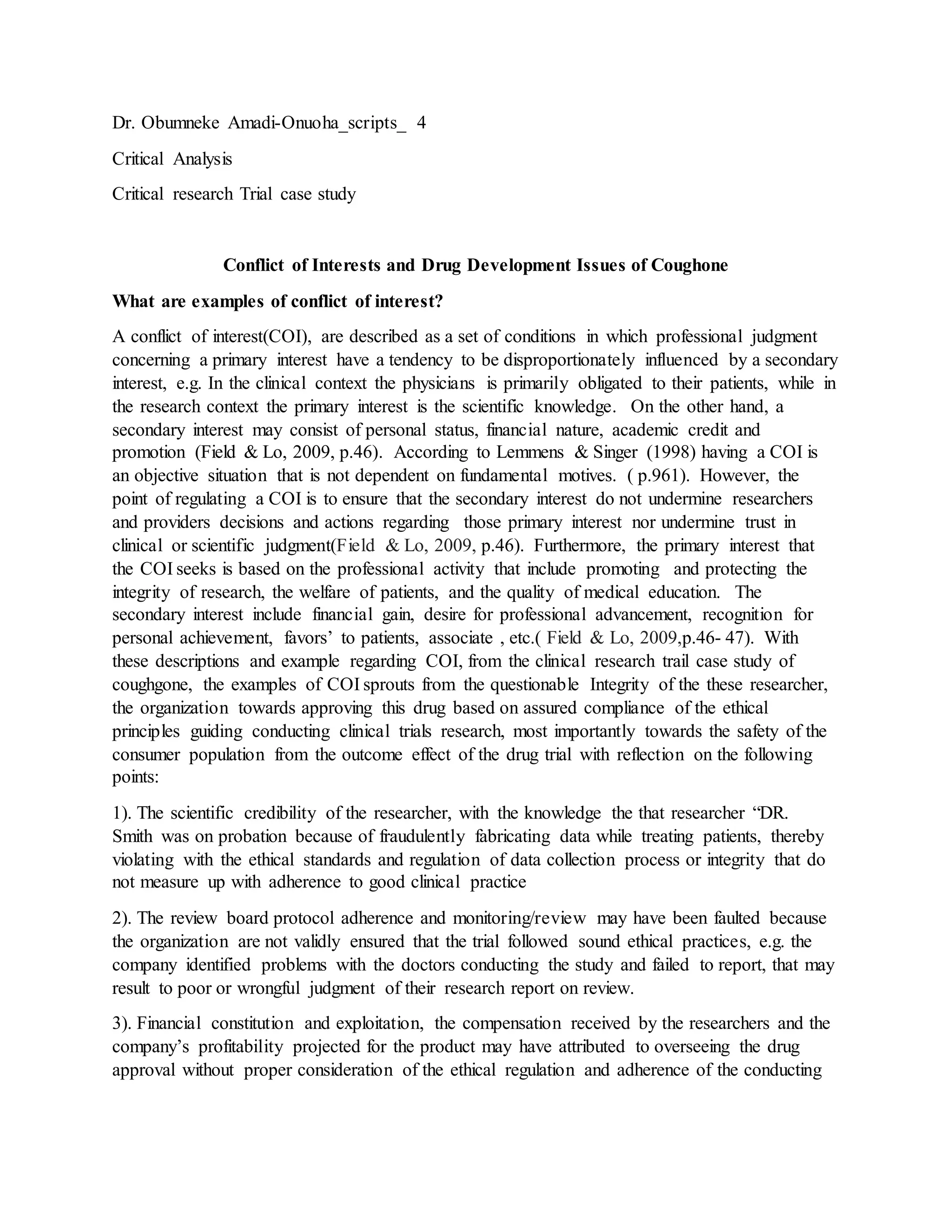 Dr. Obumneke Amadi-Onuoha Scripts- 4_ crit analysis_case study | PDF