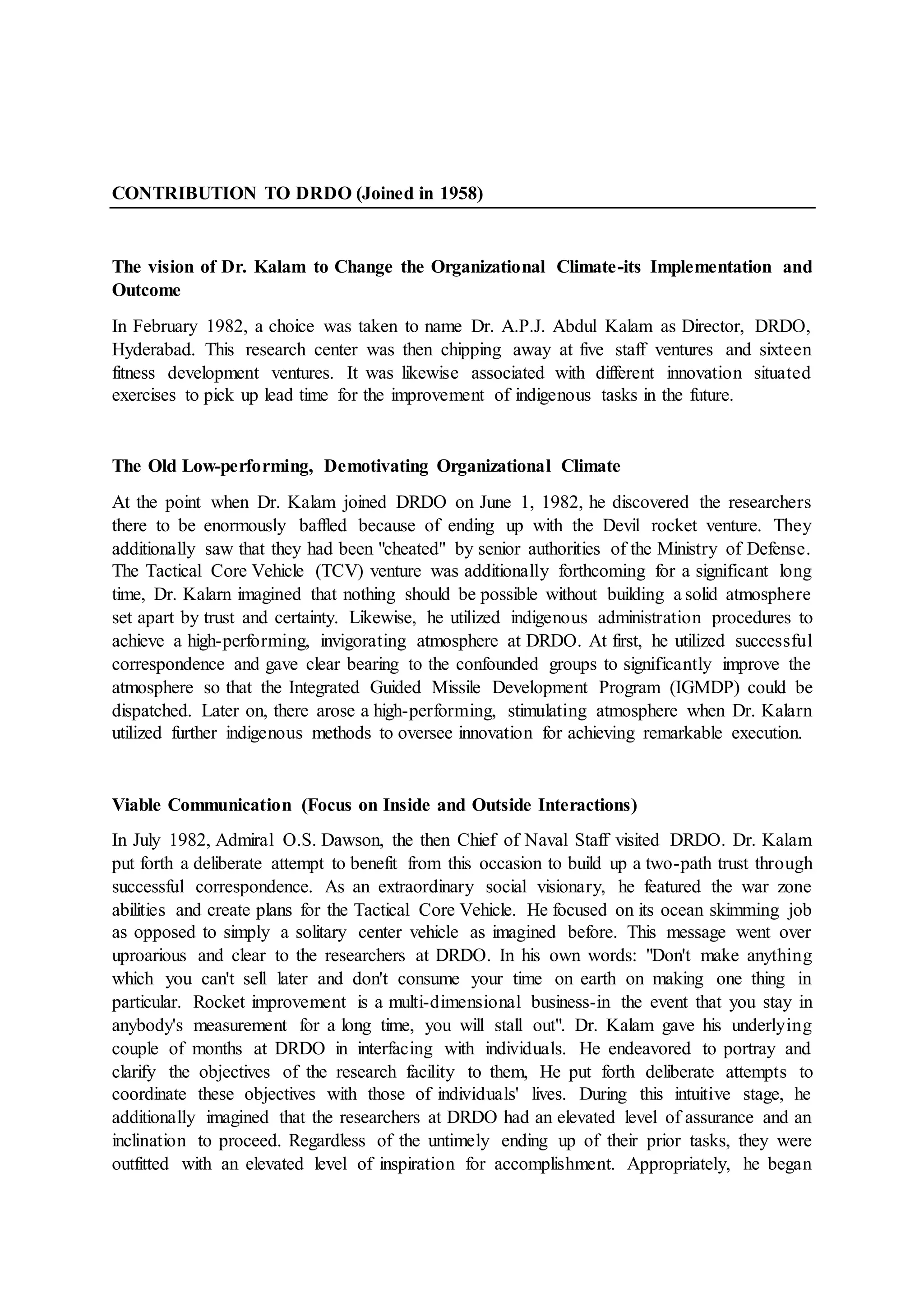 Leadership Lessons by Dr. APJ Abdul Kalam | DOCX