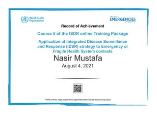 Application of Integrated Disease Surveillance and Response (IDSR ...