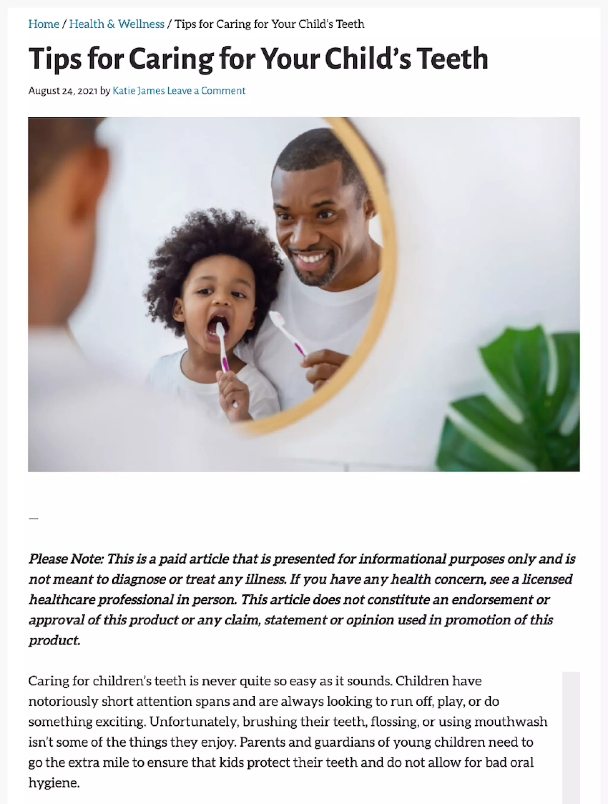 Tips of caring for your child's teeth | PDF