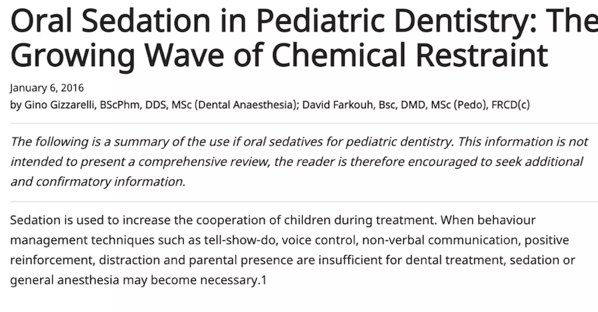 Oral Sedation in Pediatric Dentistry: The Growing Wave of Chemical ...
