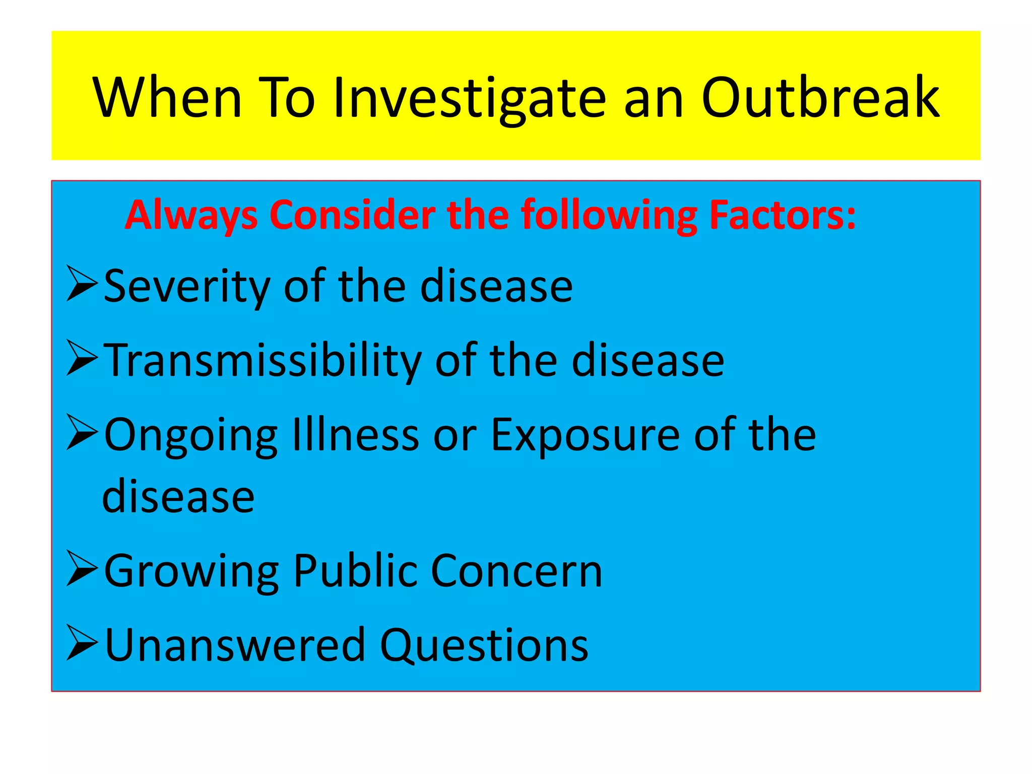 Outbreak investigation ppt | PPTX