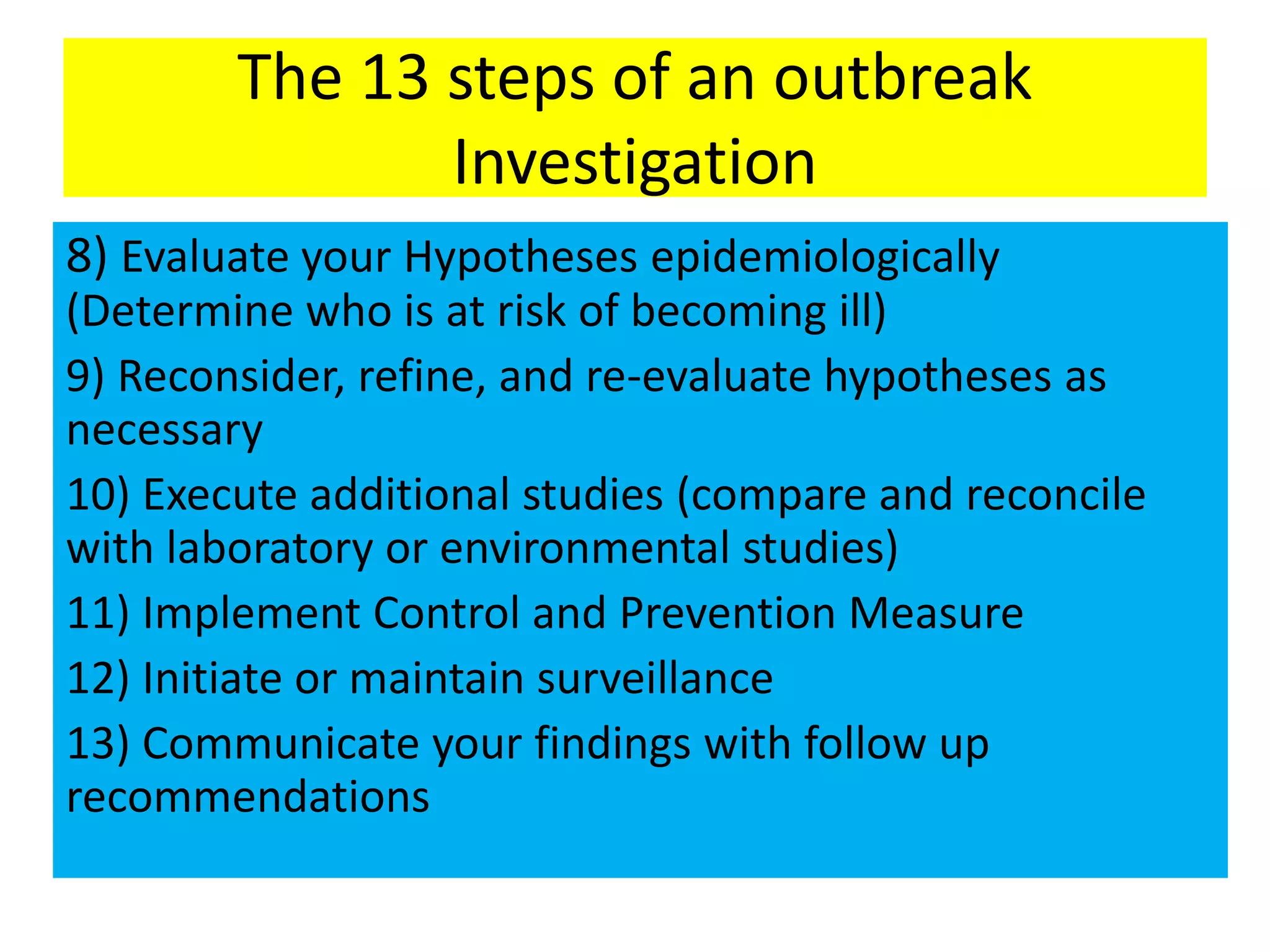 Outbreak investigation ppt | PPTX