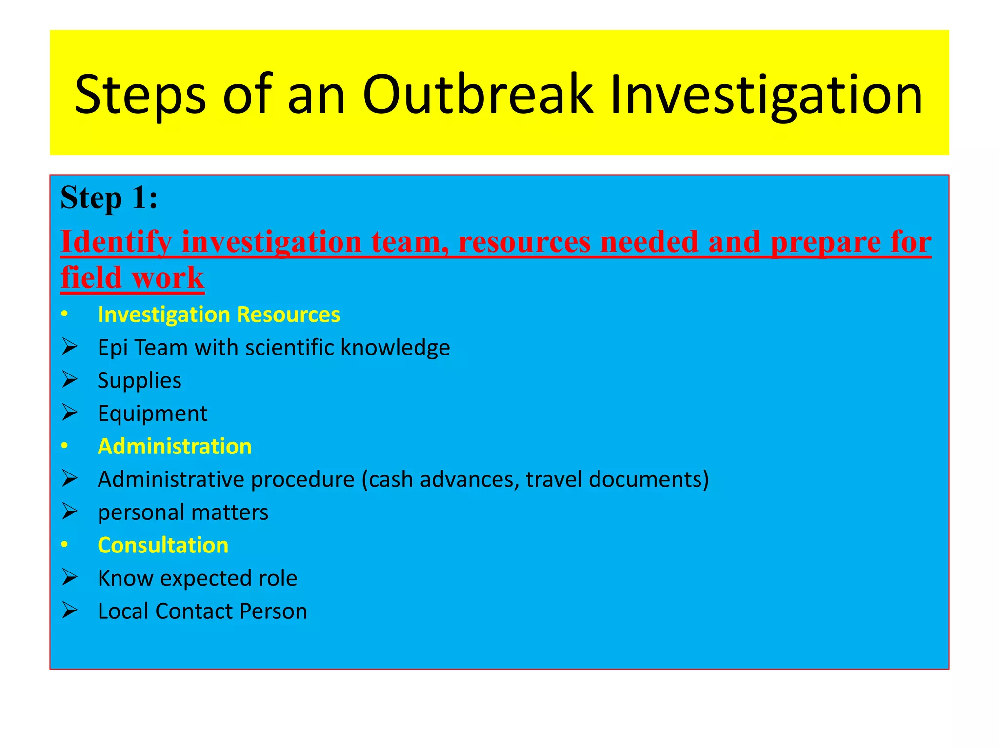 Outbreak investigation ppt | PPTX