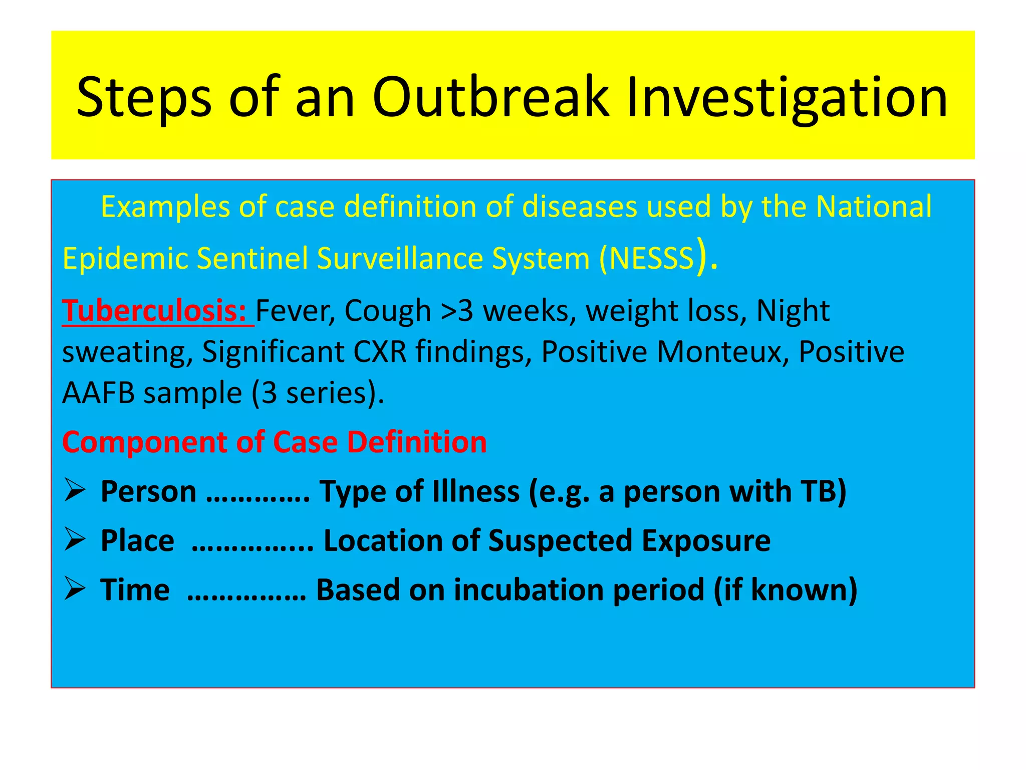 Outbreak investigation ppt | PPTX