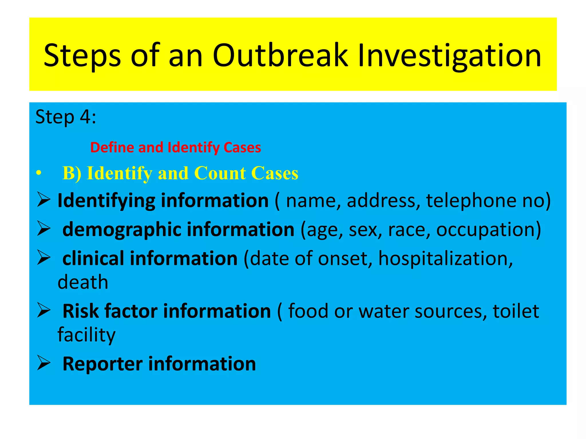 Outbreak investigation ppt | PPTX