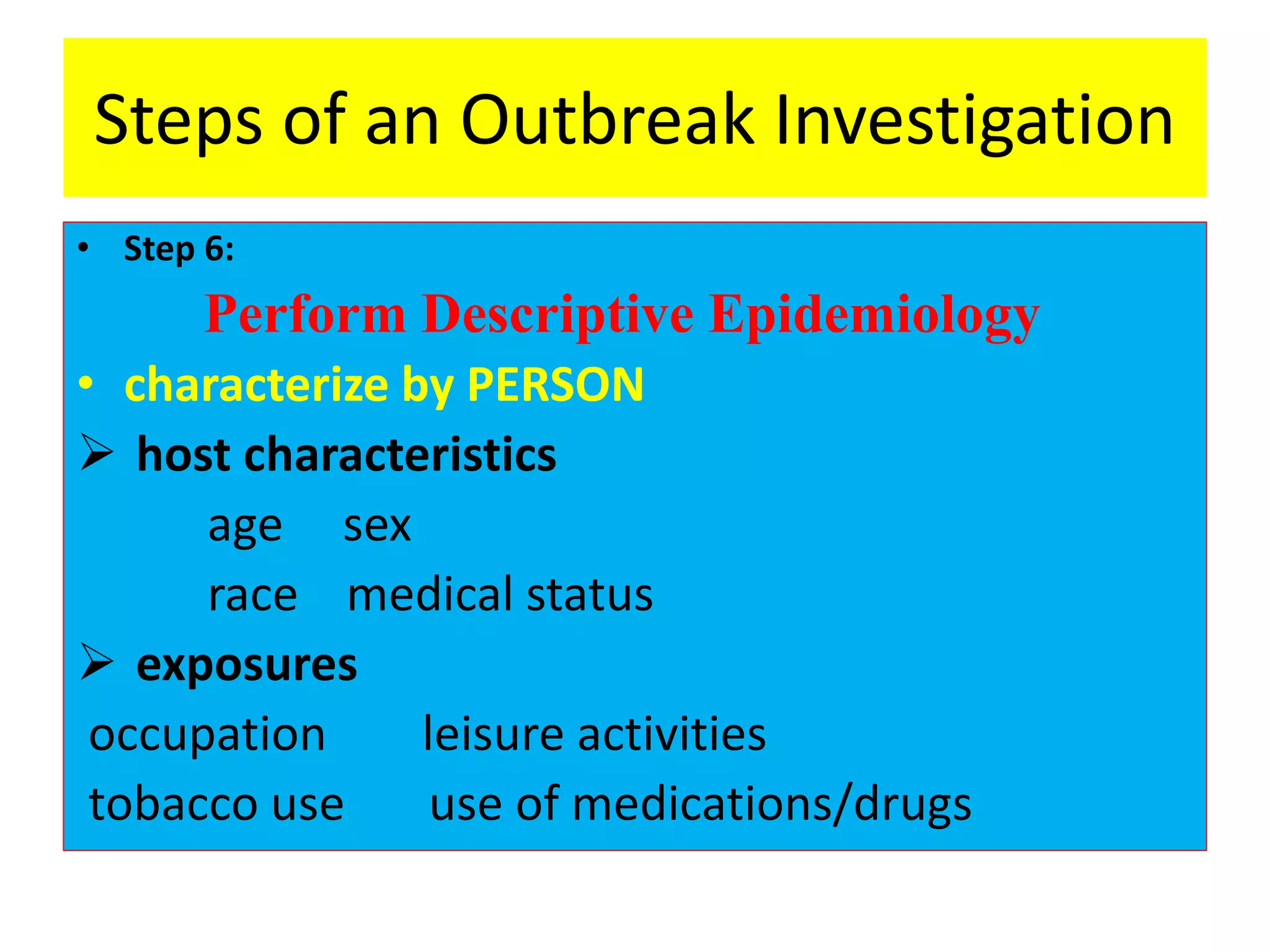 Outbreak investigation ppt | PPTX