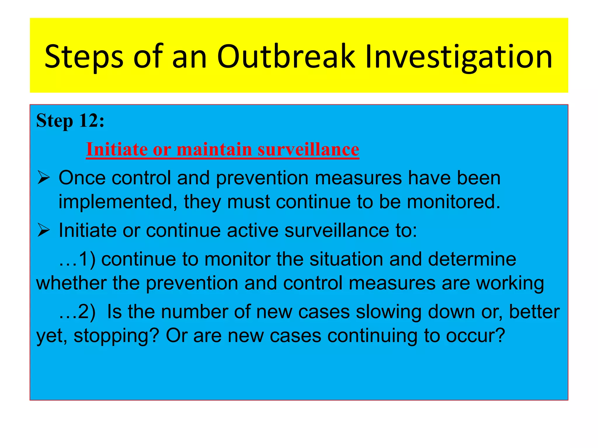 Outbreak investigation ppt | PPTX