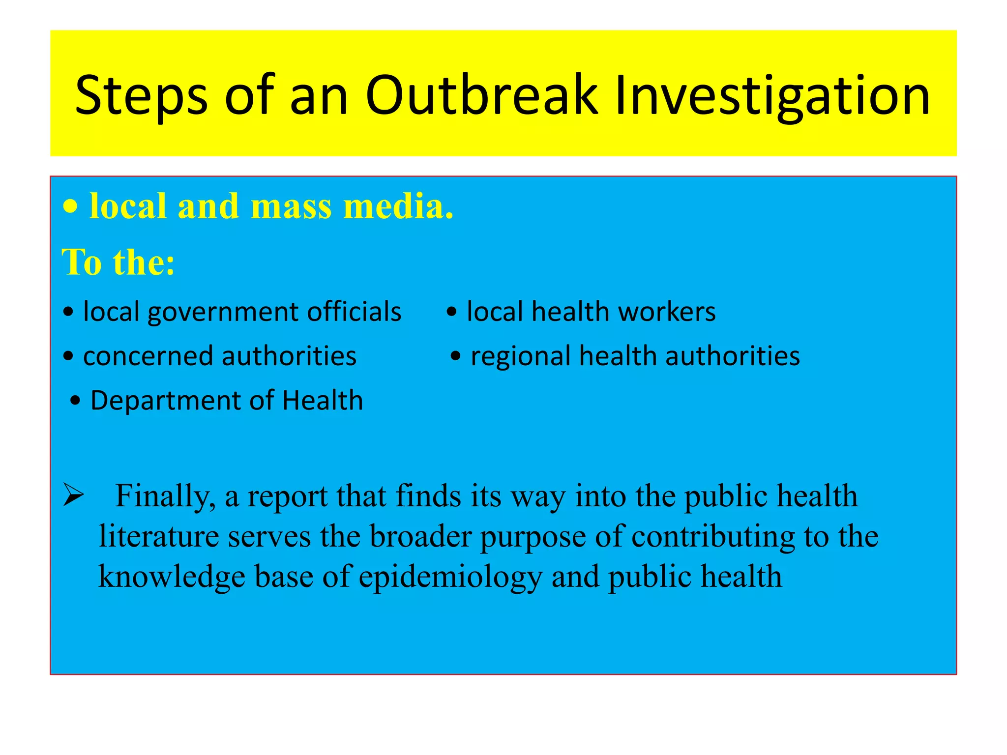 Outbreak investigation ppt | PPTX