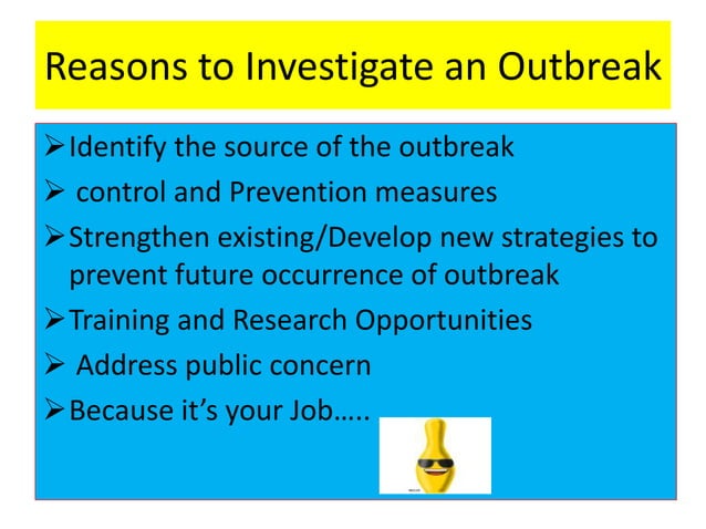 Outbreak investigation ppt | PPTX