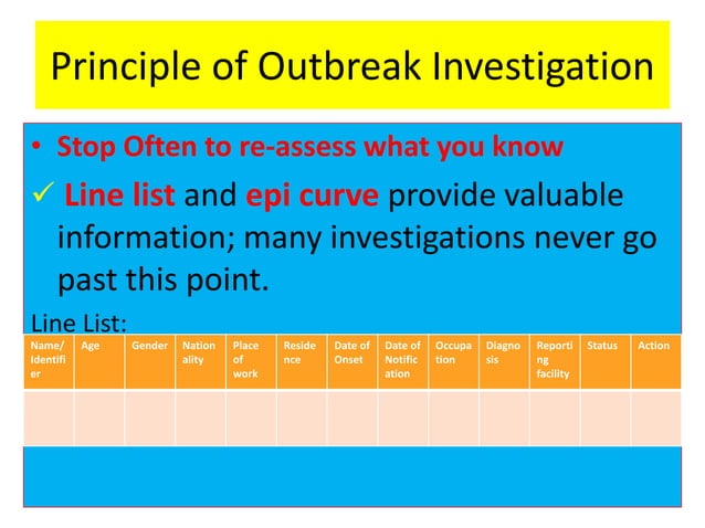 Outbreak investigation ppt | PPTX