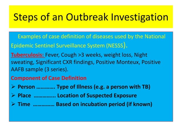 Outbreak investigation ppt | PPTX