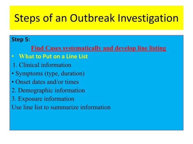 Outbreak investigation ppt | PPTX