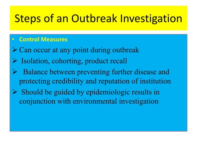 Outbreak investigation ppt | PPTX