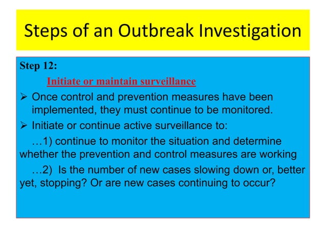 Outbreak investigation ppt | PPTX