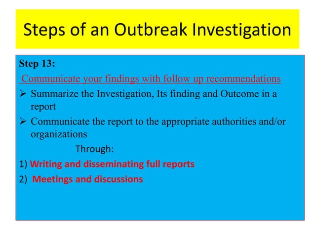 Outbreak investigation ppt | PPTX