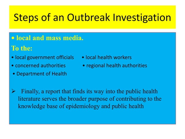 Outbreak investigation ppt | PPTX