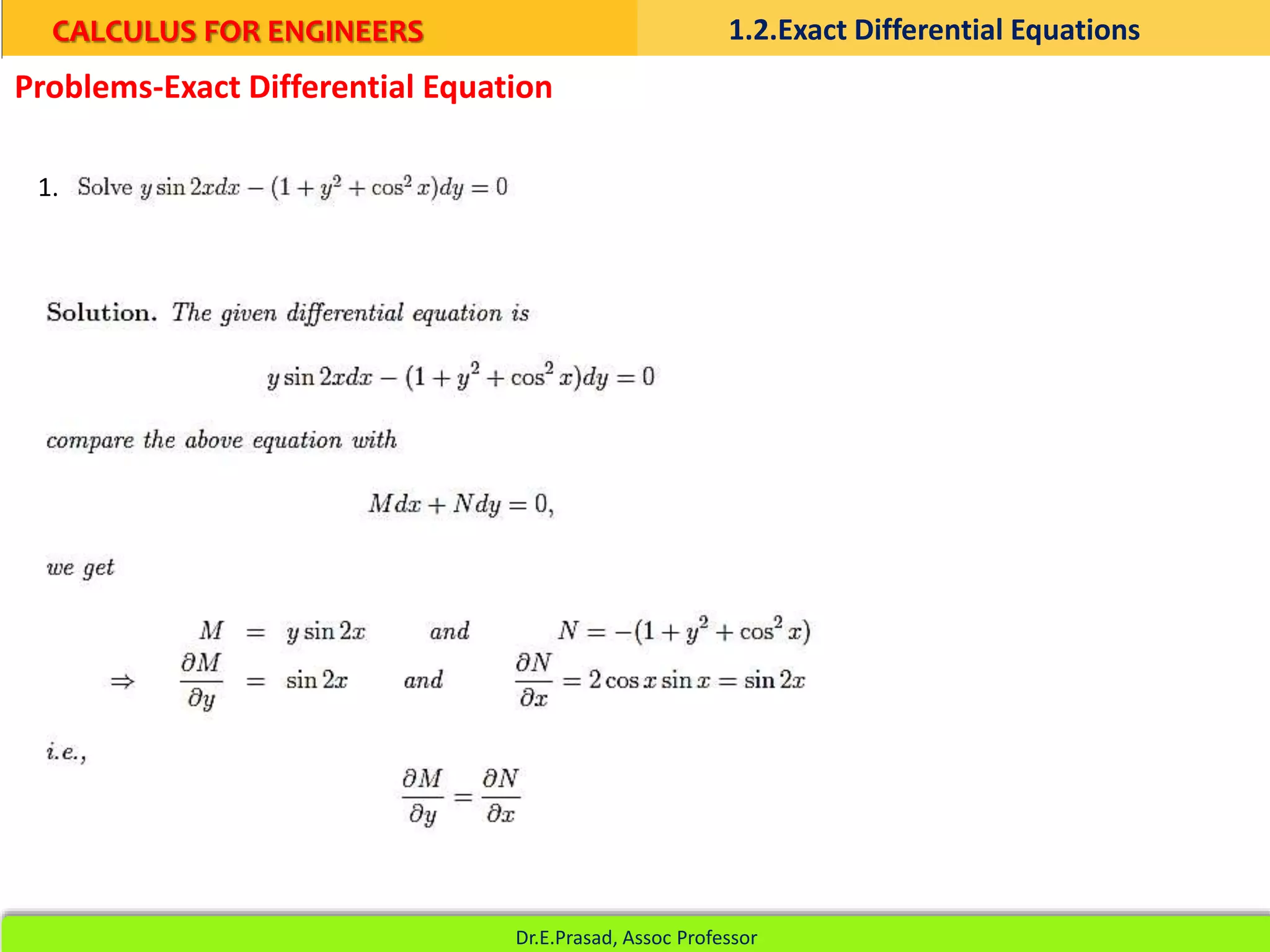 Exact Differential Equations | PPTX