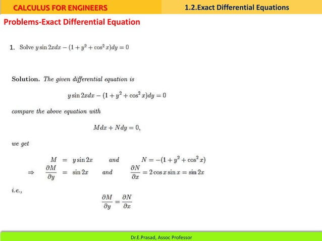 Exact Differential Equations | PPTX | Physics | Science