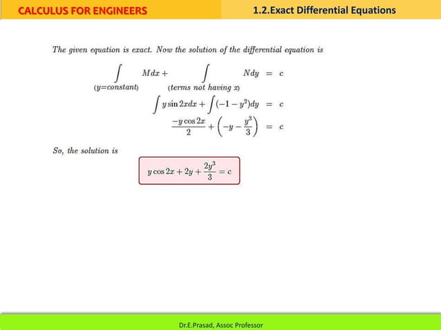 Exact Differential Equations | PPTX | Physics | Science