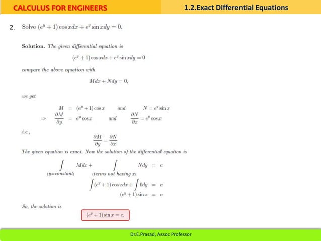 Exact Differential Equations | PPTX | Physics | Science