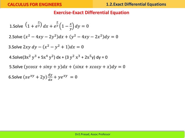 Exact Differential Equations | PPTX | Physics | Science