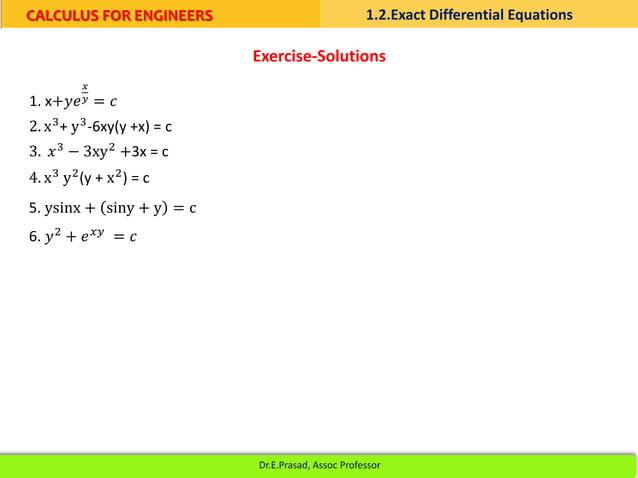 Exact Differential Equations | PPTX | Physics | Science
