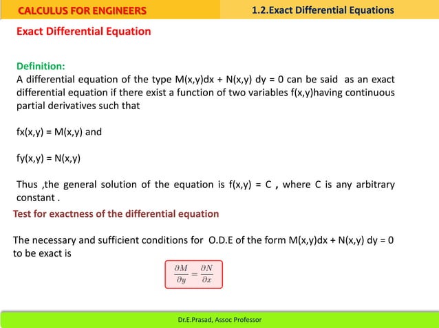 Exact Differential Equations | PPTX | Physics | Science