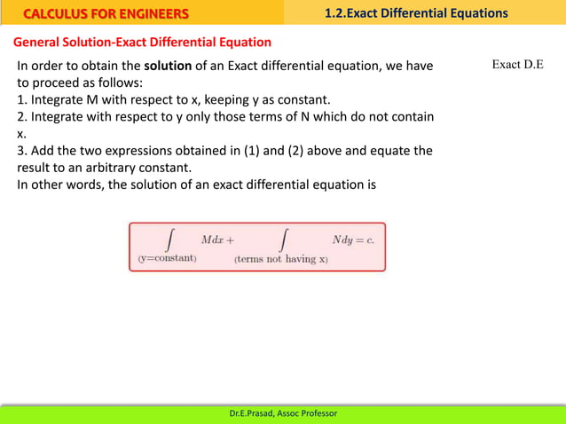 Exact Differential Equations | PPTX | Physics | Science