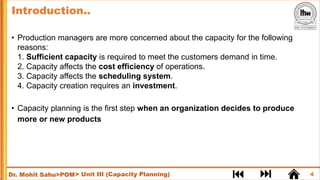 Production and Operation Management (Capacity Planning ) | PPTX