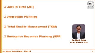 JIT, Production Planning, TQM, ERP | PDF
