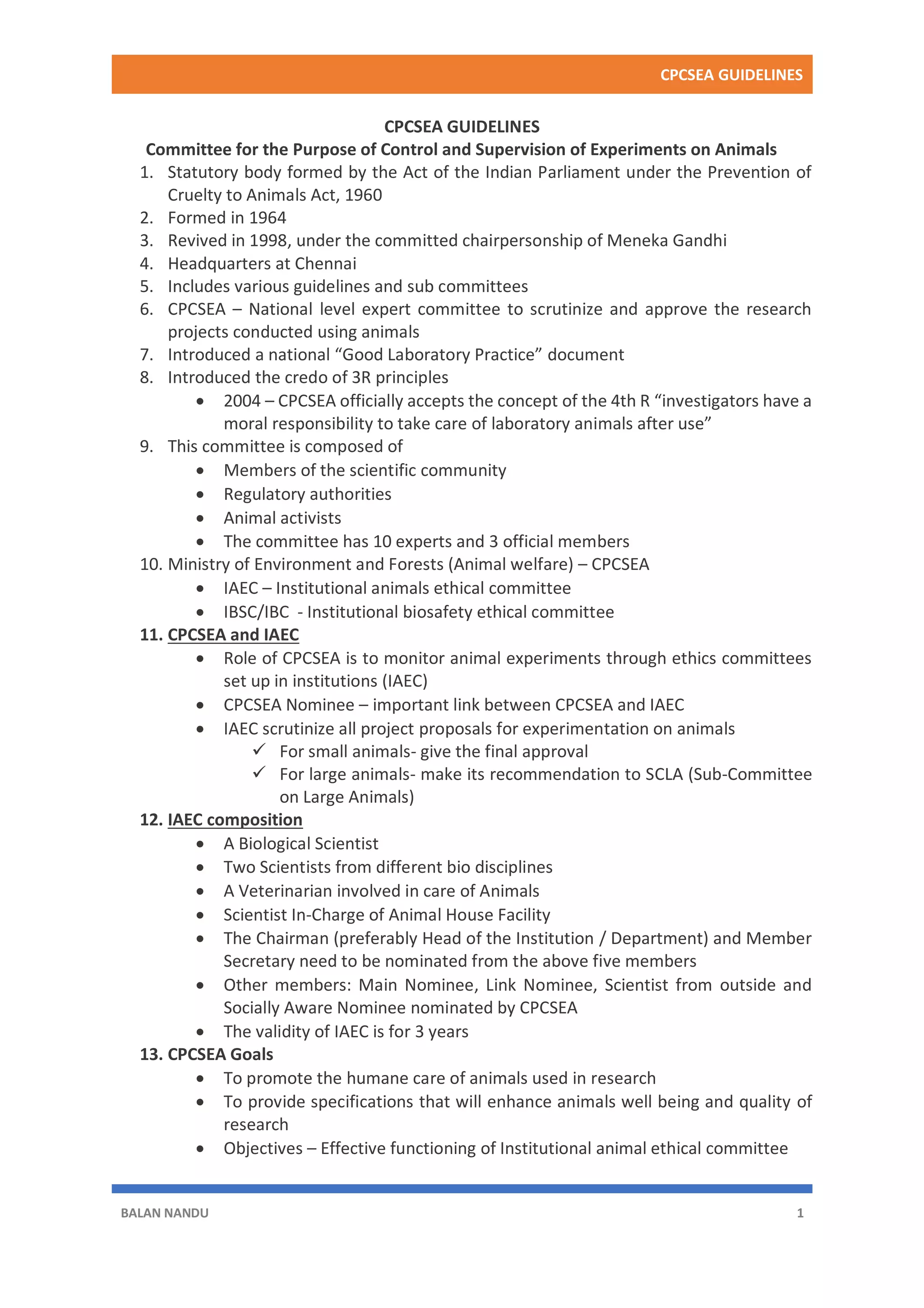 Dr. A. Sumathi - CPCSEA Guidelines.pdf | Veterinary Medicine | Pets