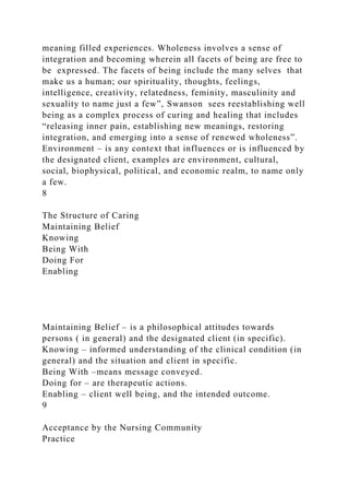 Dr. Kristen Swanson Theory of Caring” Prepared by Amira .docx