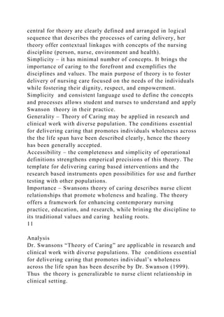 Dr. Kristen Swanson Theory of Caring” Prepared by Amira .docx