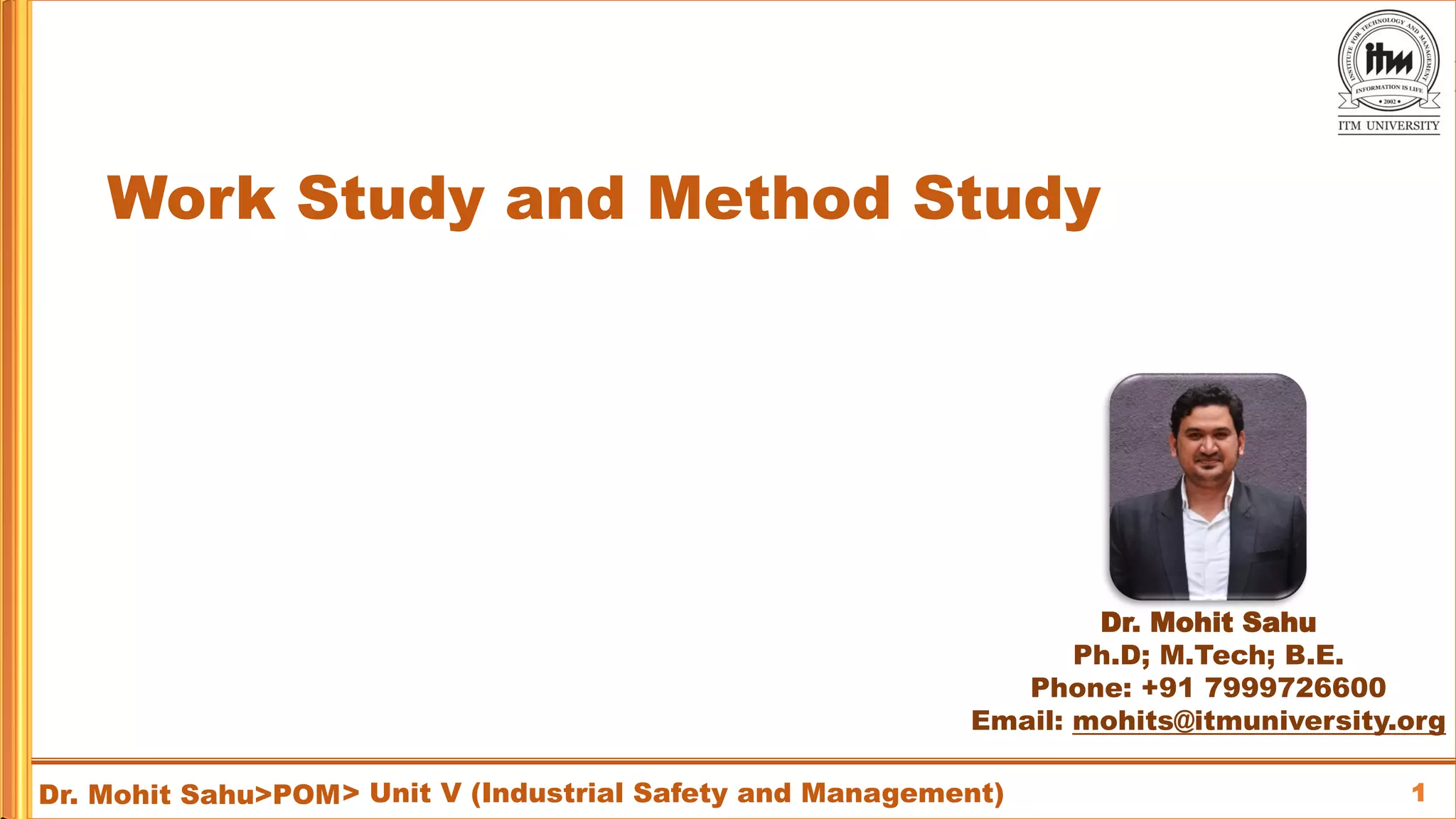 Work Study and Method Study Techniques | PPT